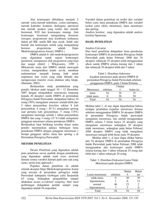 HUBUNGAN LAMA PEMAKAIAN DEPO MEDROKSIPROGESTERON ASETAT DENGAN GANGGUAN MENSTRUASI DI PERUMAHAN ...