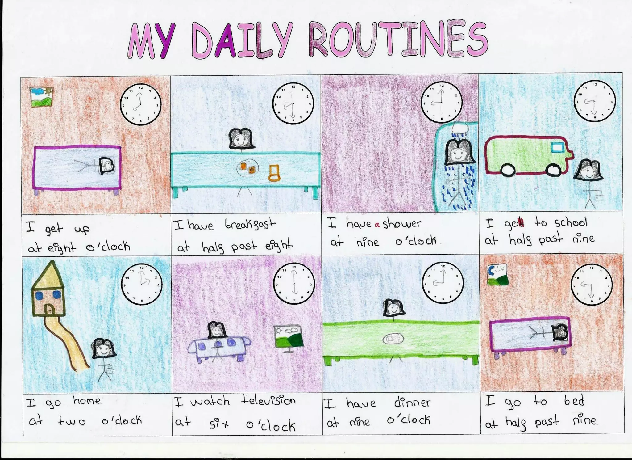 4º A My daily routines. La clase de Mery / Mery's classroom | PPT