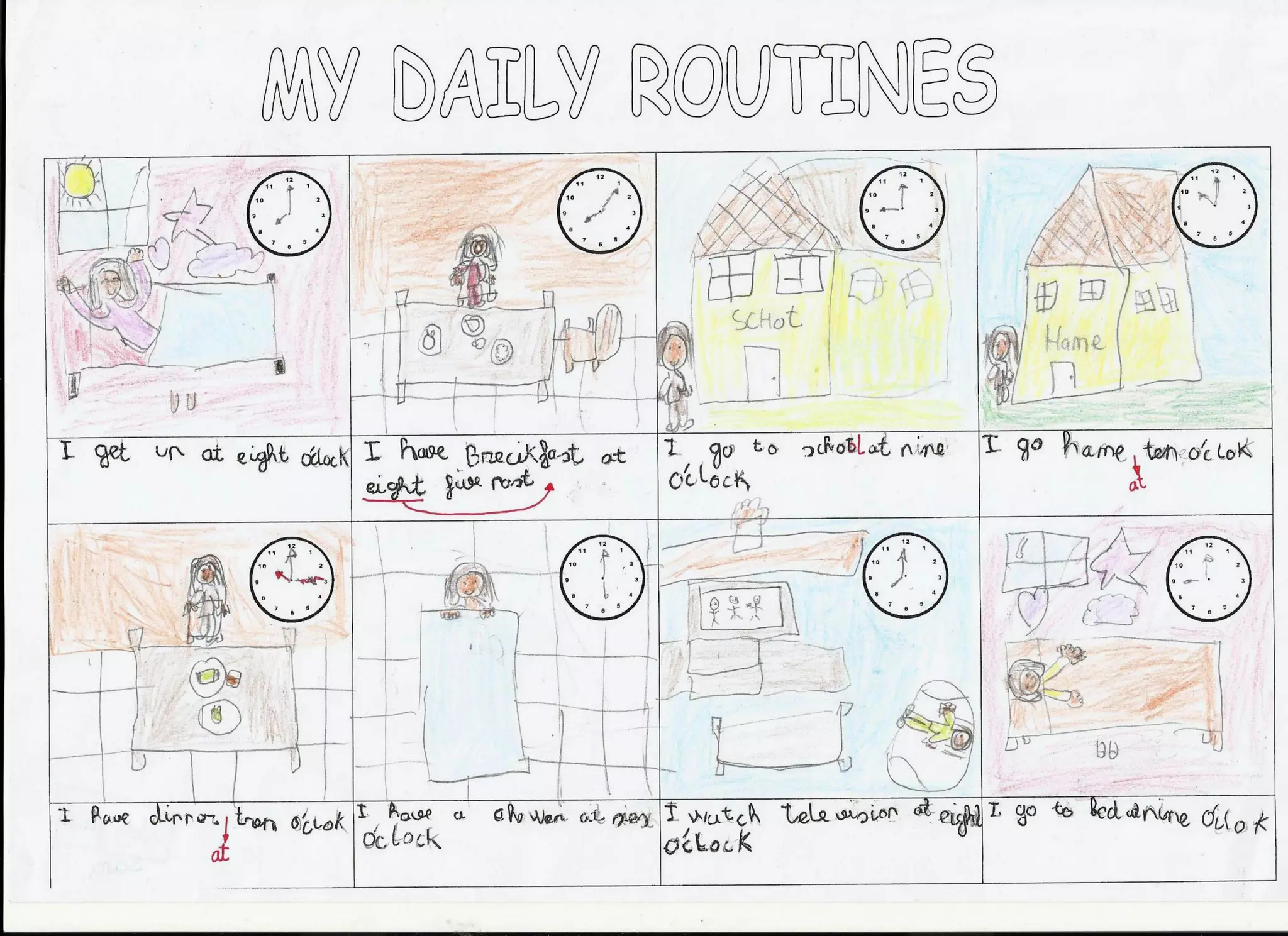 4º A My daily routines. La clase de Mery / Mery's classroom | PPT