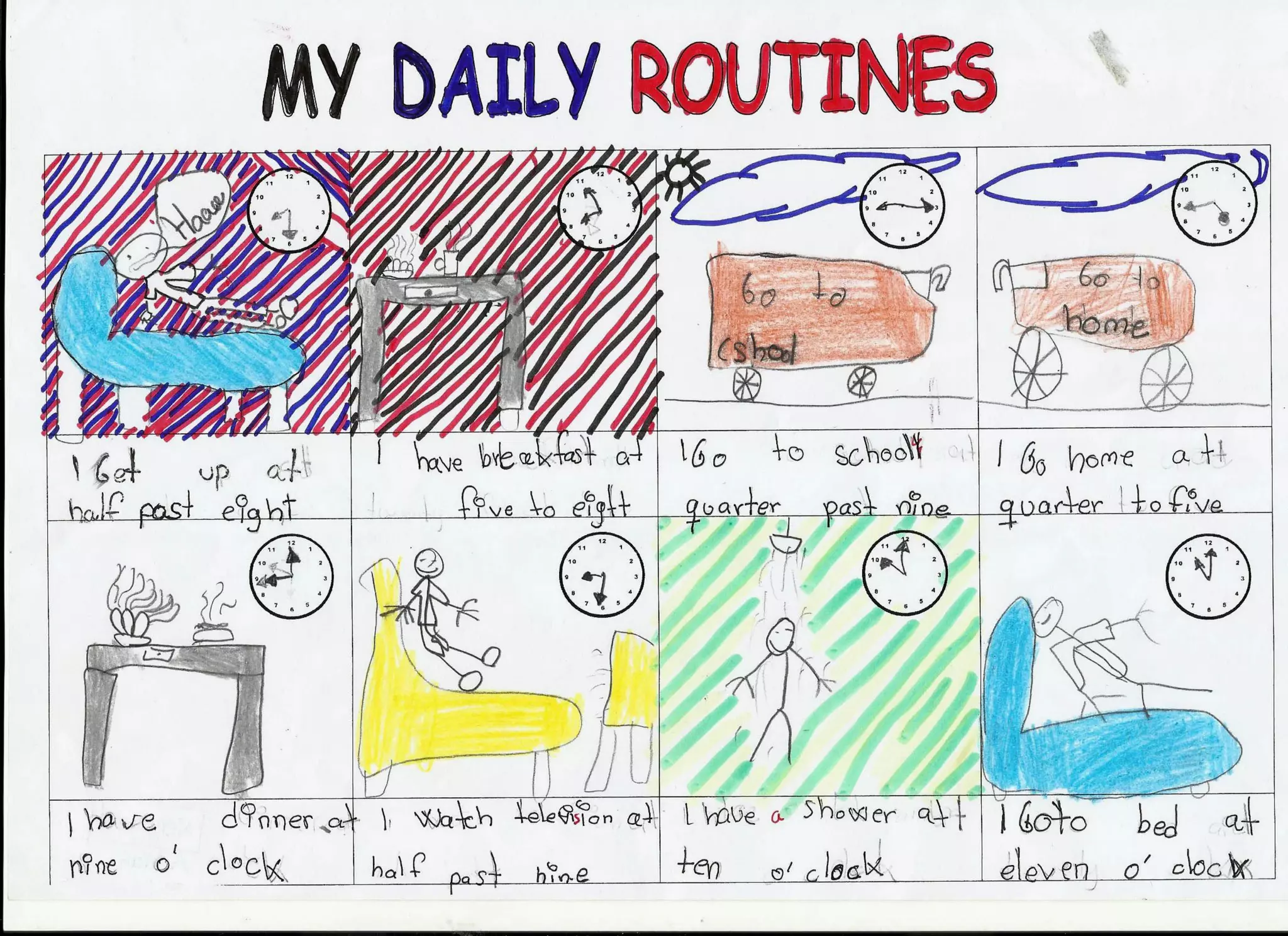 4º A My daily routines. La clase de Mery / Mery's classroom | PPT