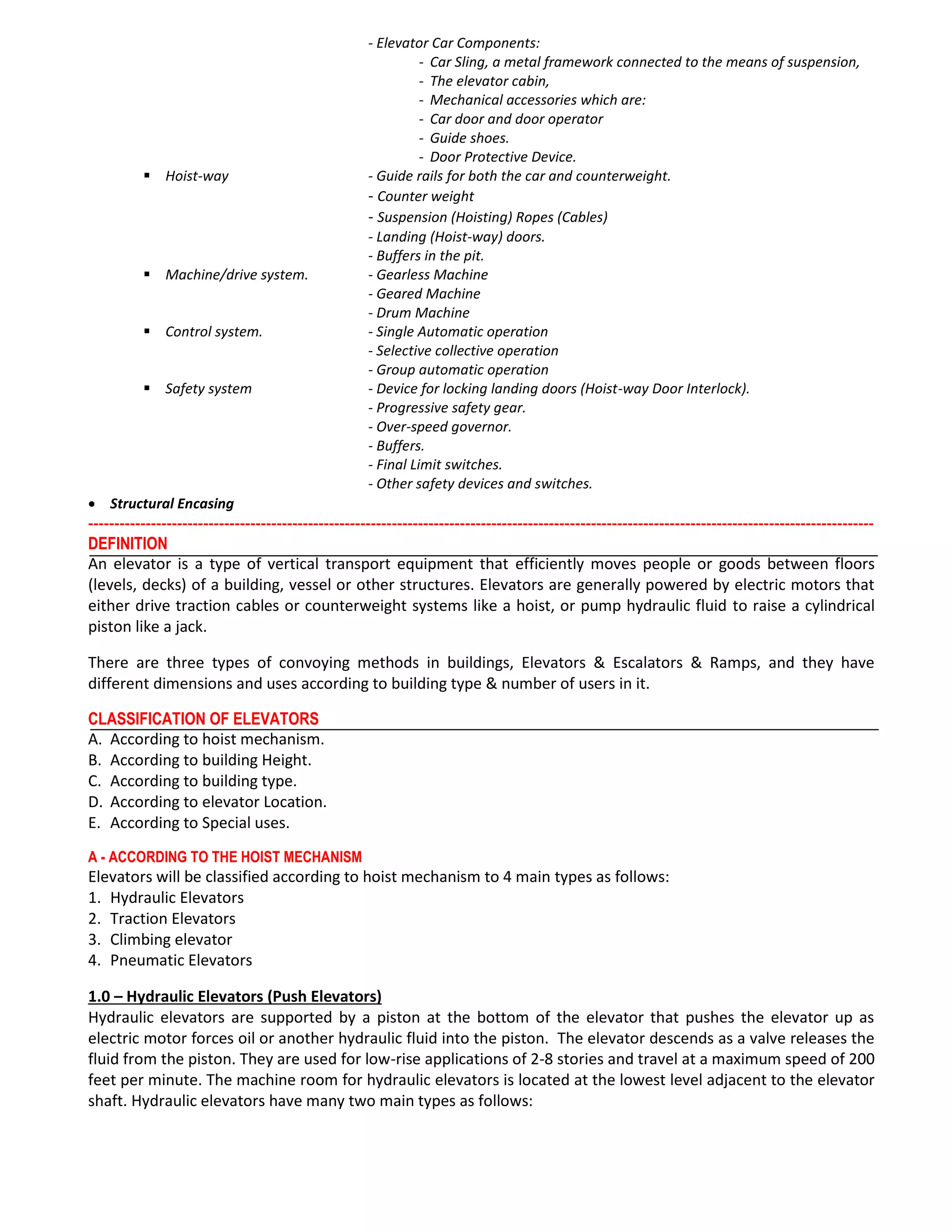 Elevators - Notes | DOCX