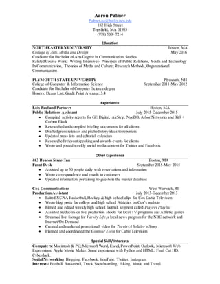 Aaron Joel Palmer Resume | DOCX