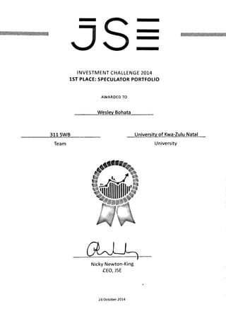 JSE Certificate | PDF