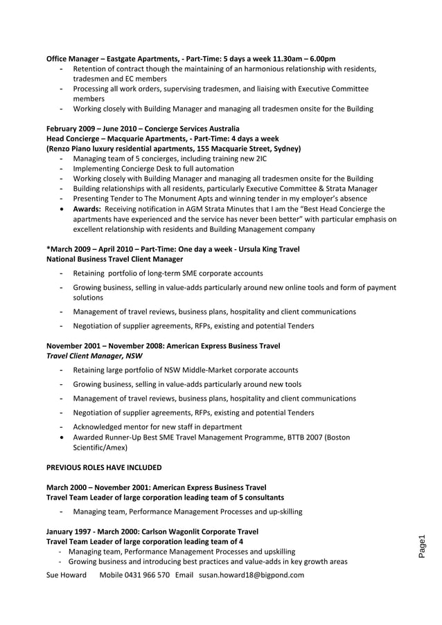 Sue Howard CV Feb 2015 | DOC