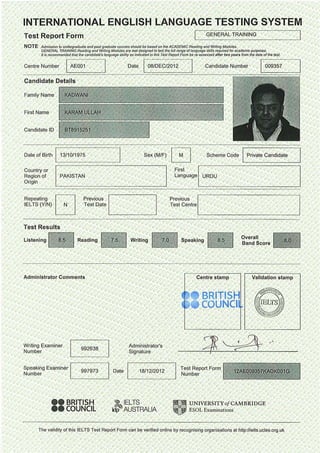 IELTS- Certificate | PDF
