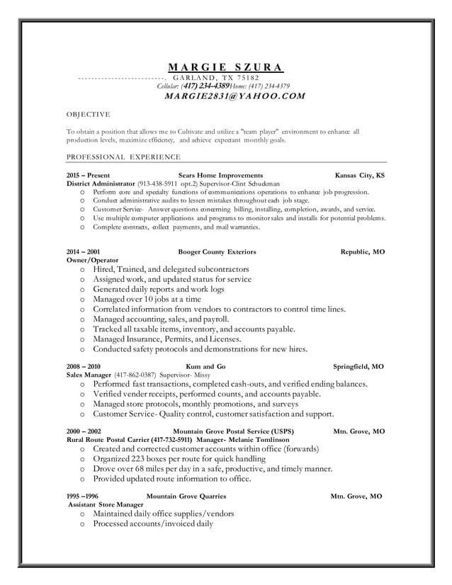 Margie Szura Resume 2016 | PDF
