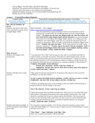 Ode to a Special Person Lesson Plan | DOCX