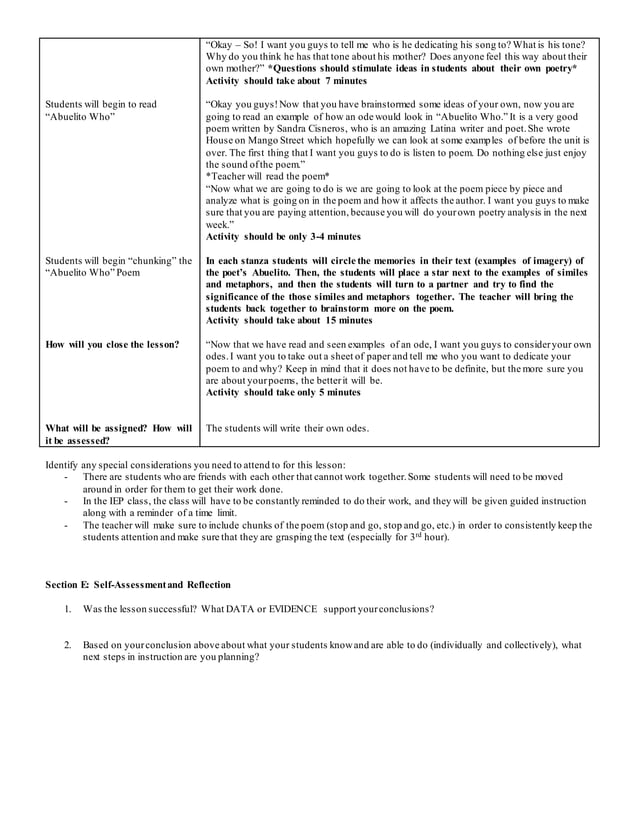 Ode to a Special Person Lesson Plan