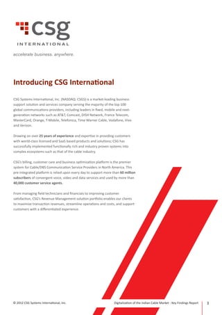 CSG International - India Cable Digitization - Key Findings Report | PDF