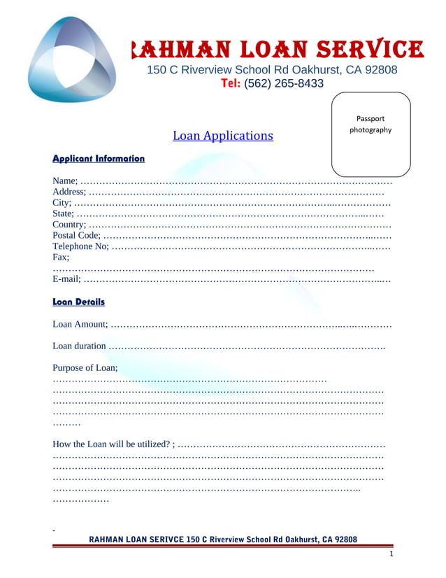 Loan Application form (1) | DOC