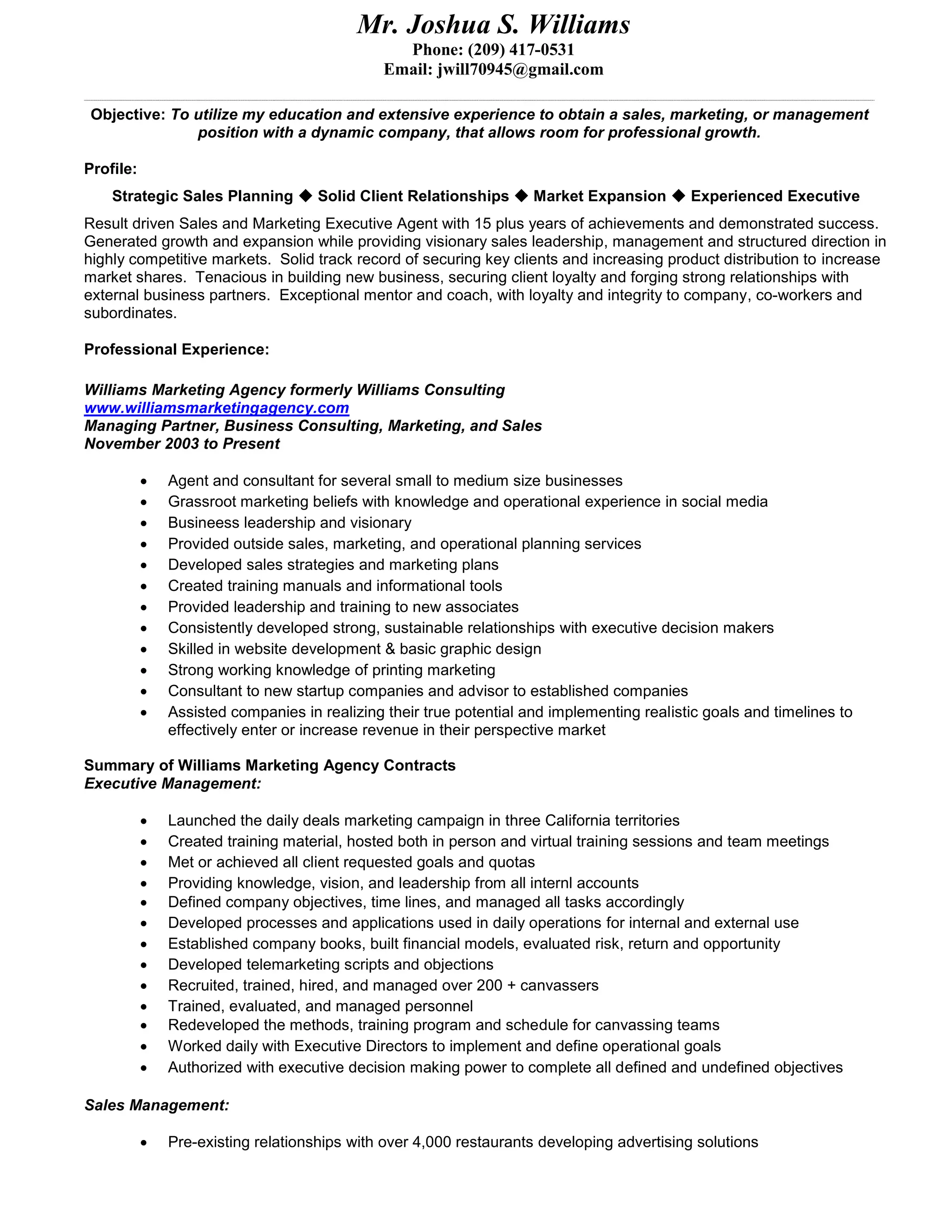 Joshua S. Williams Resume 3.17.2015