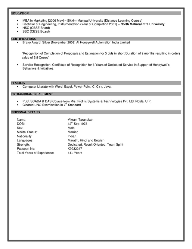 Vikram Taranekar - Resume | PDF
