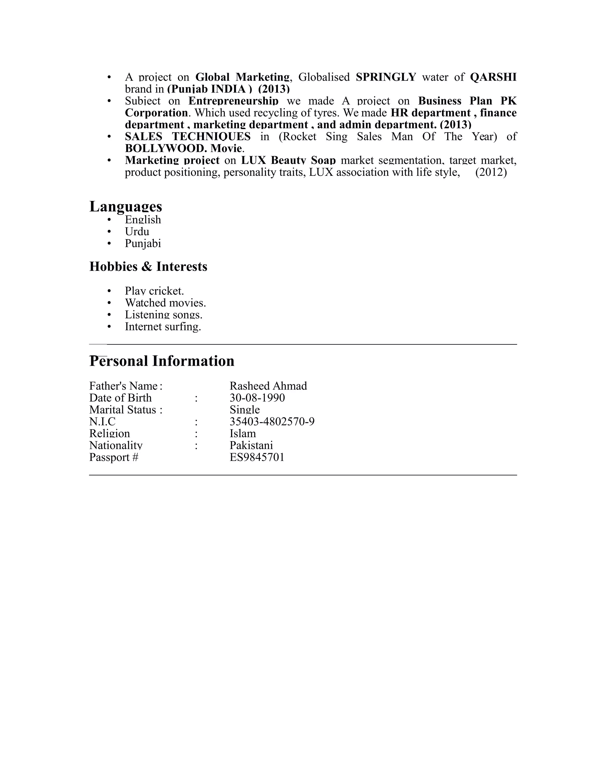 muhammad-shoaib-rasheed-cv-updated-2 - Copy | PDF