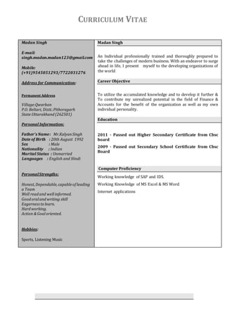 madanCurriculum_Vitae[1] | PDF