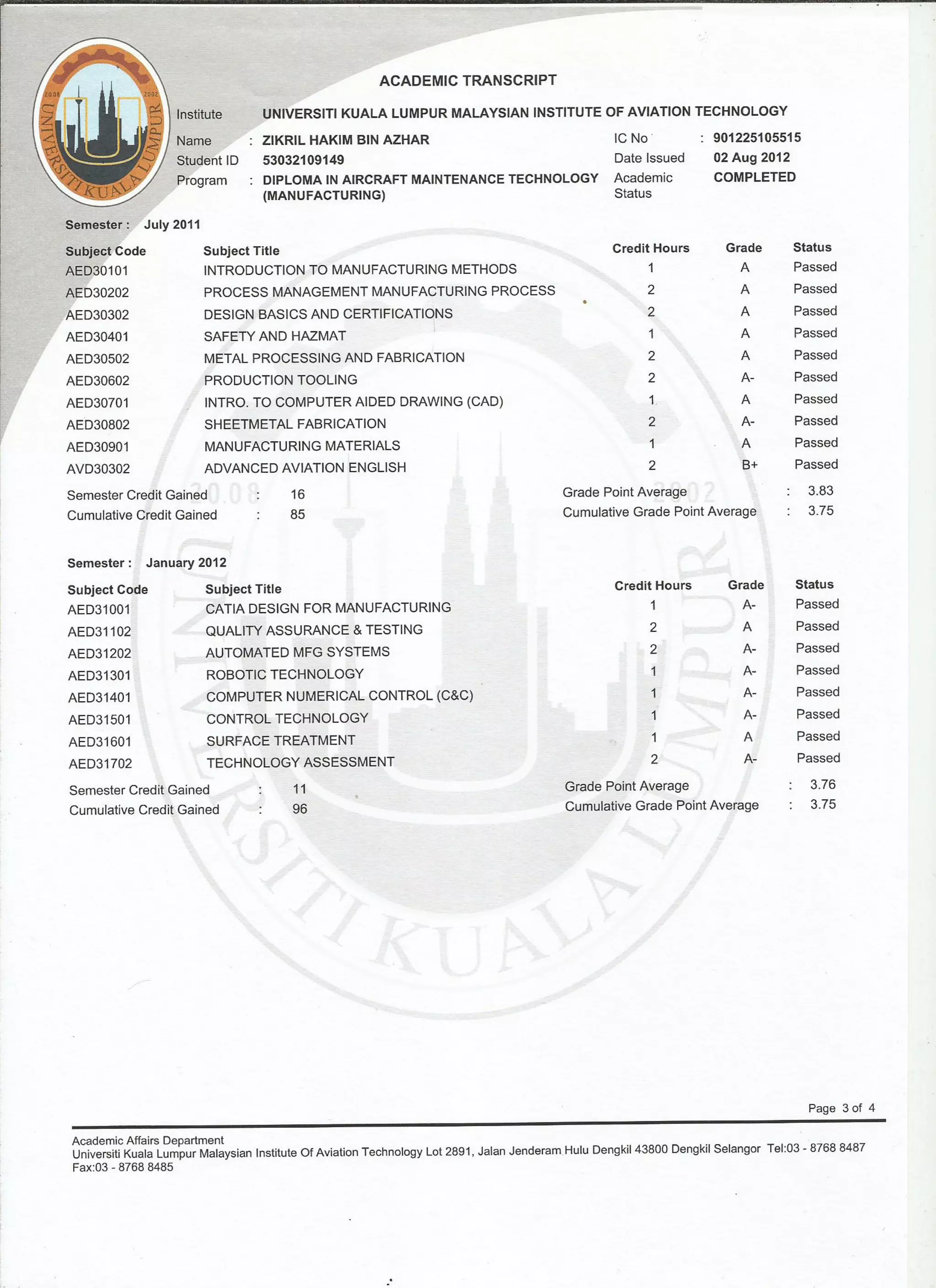 Diploma Transcript | PDF