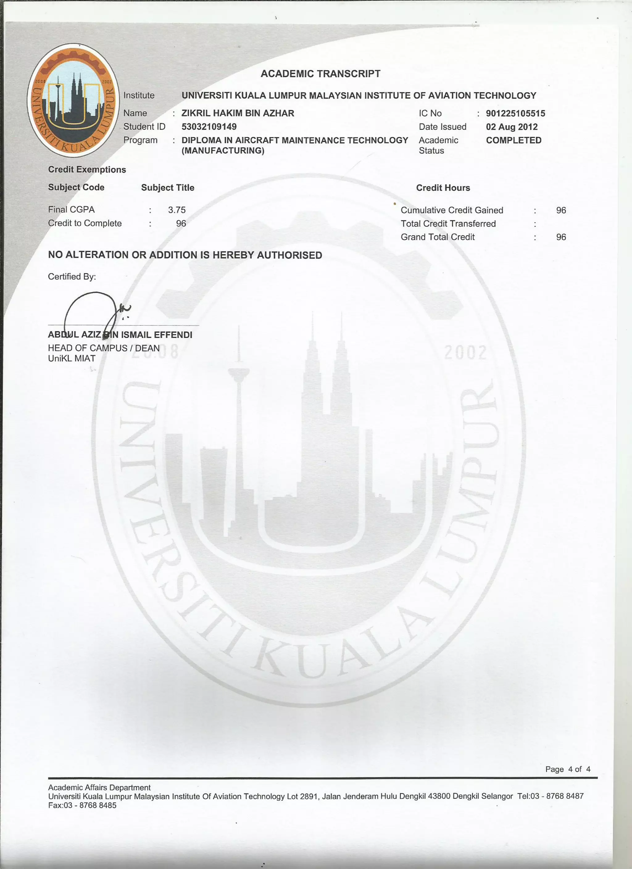 Diploma Transcript | PDF