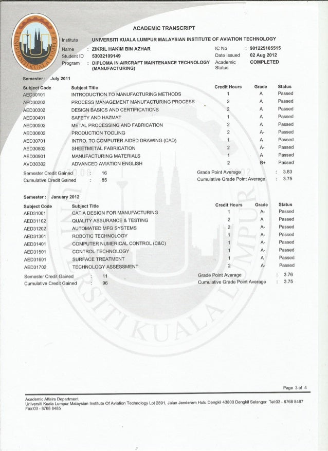 Diploma Transcript