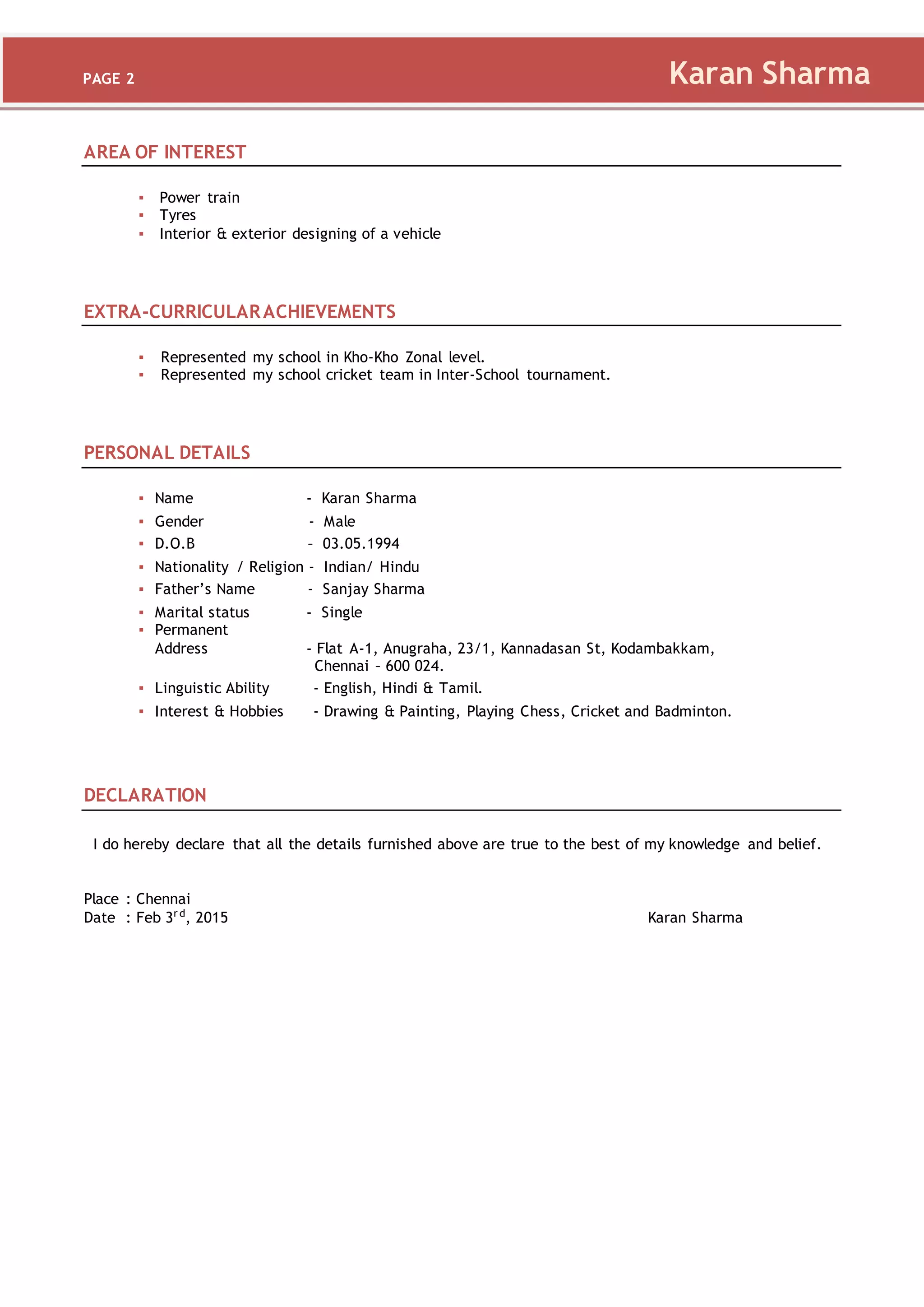 Karan Sharma Resume | DOCX