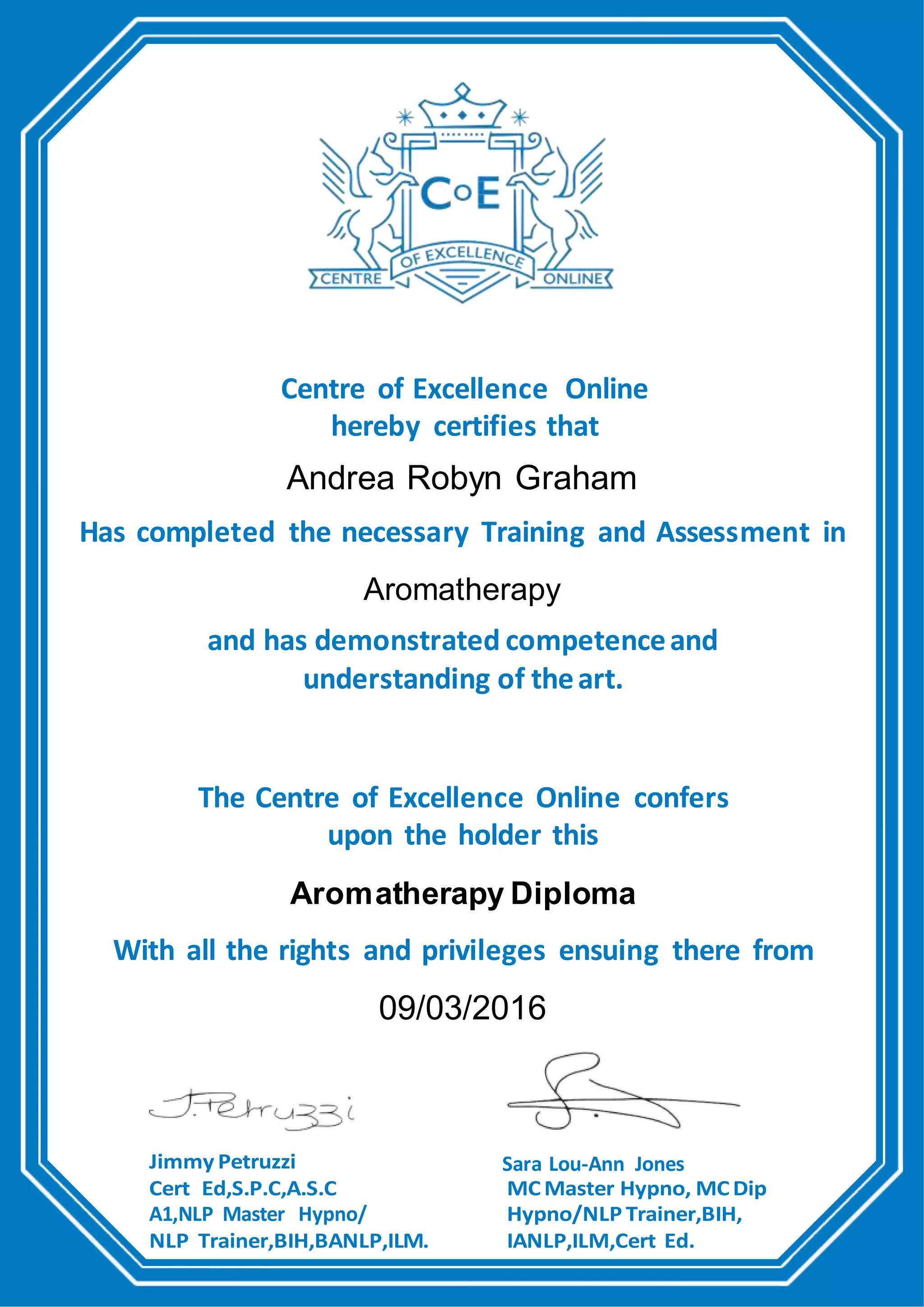 Aromatherapy diploma certificates | PDF