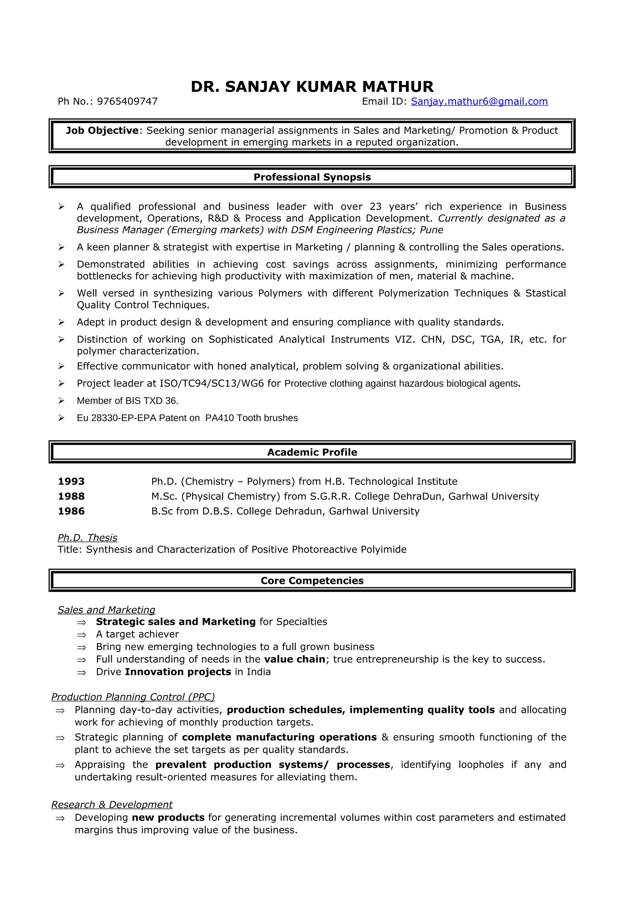 RESUME DR. SANJAY_4-8-2016 | DOC