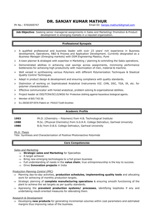 RESUME DR. SANJAY_4-8-2016 | DOC