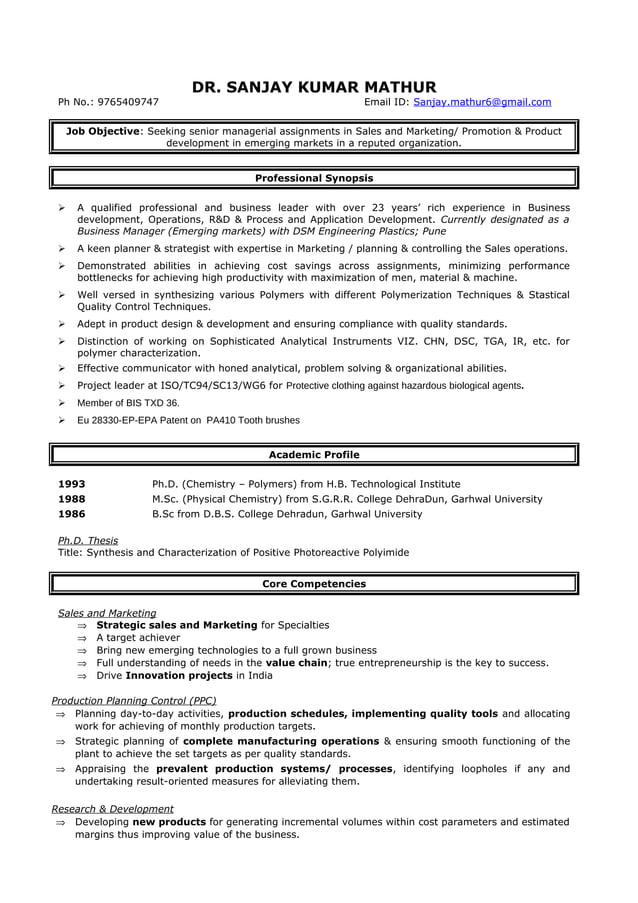 RESUME DR. SANJAY_4-8-2016 | DOC