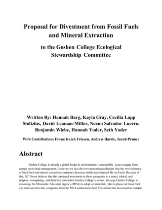 DivestmentProposalApril202015 | PDF