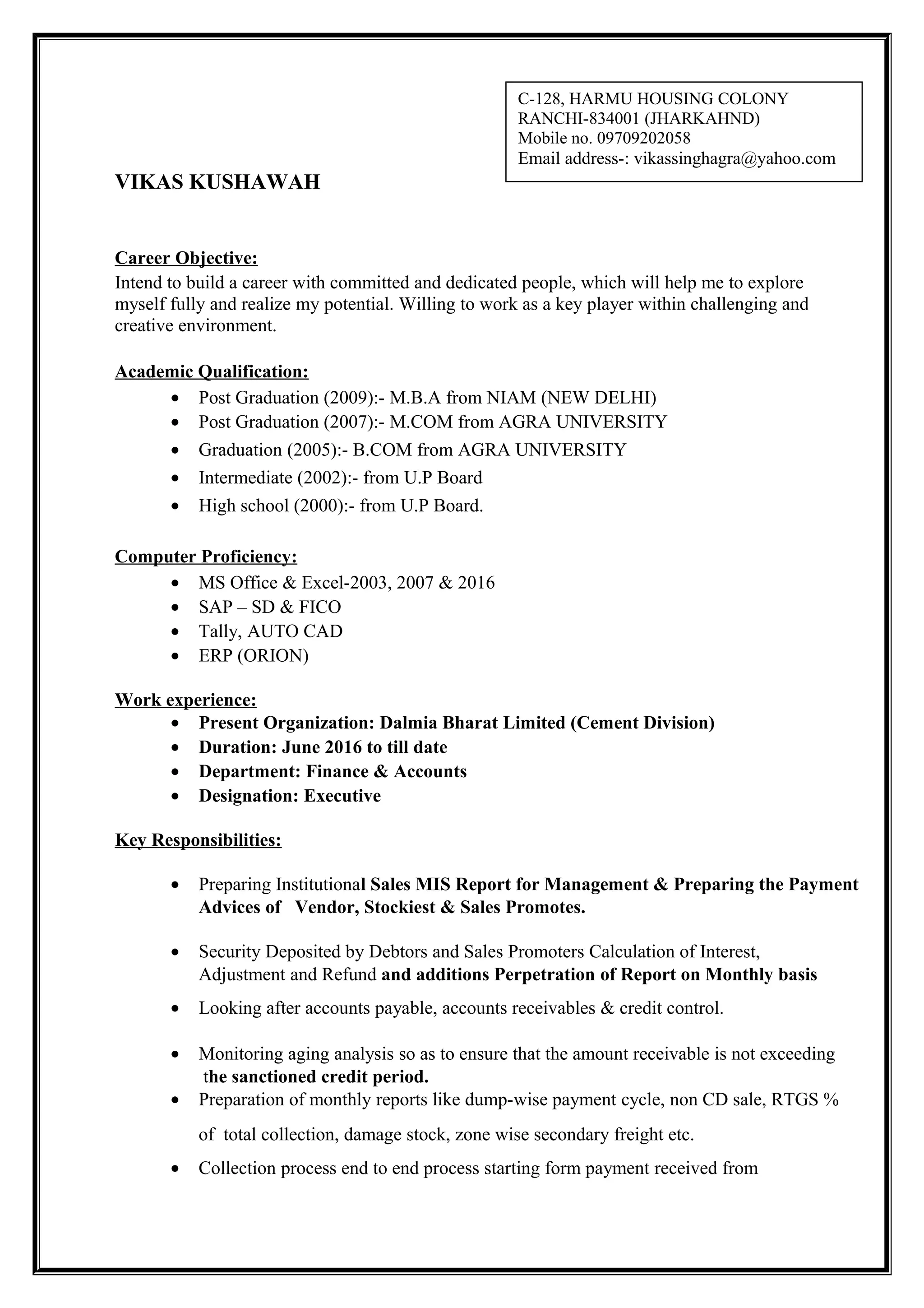 vikas kushawah cv | PDF