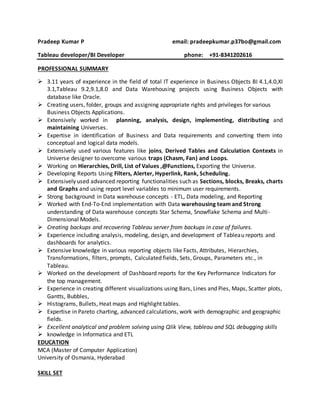 PradeepKumar_Tableau Developer | DOCX