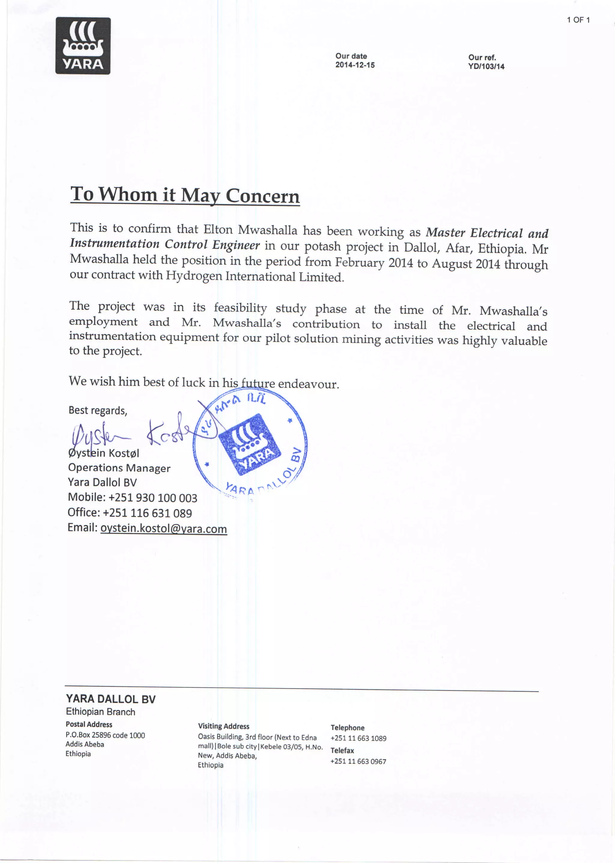 Elton Reference letter 1 | PDF