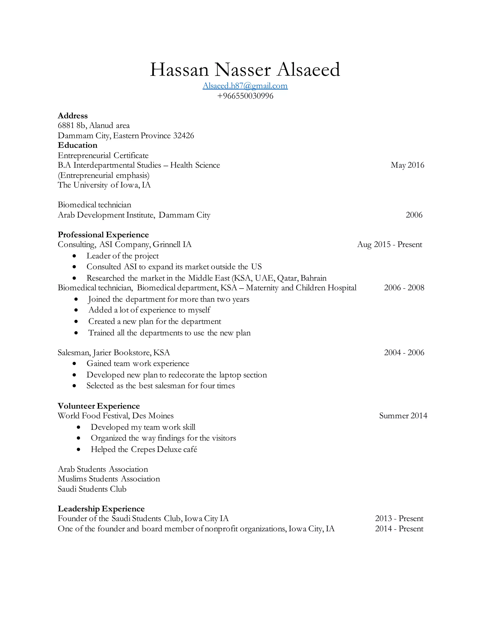 Resume Hassan Nasser Alsaeed | DOCX