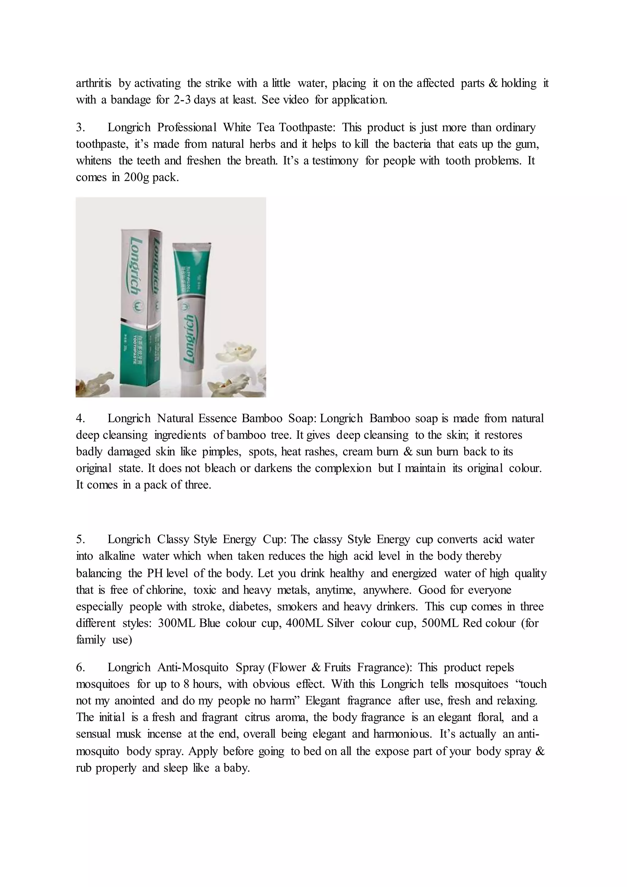LONGRICH PRODUCTS IN NIGERIA | DOCX