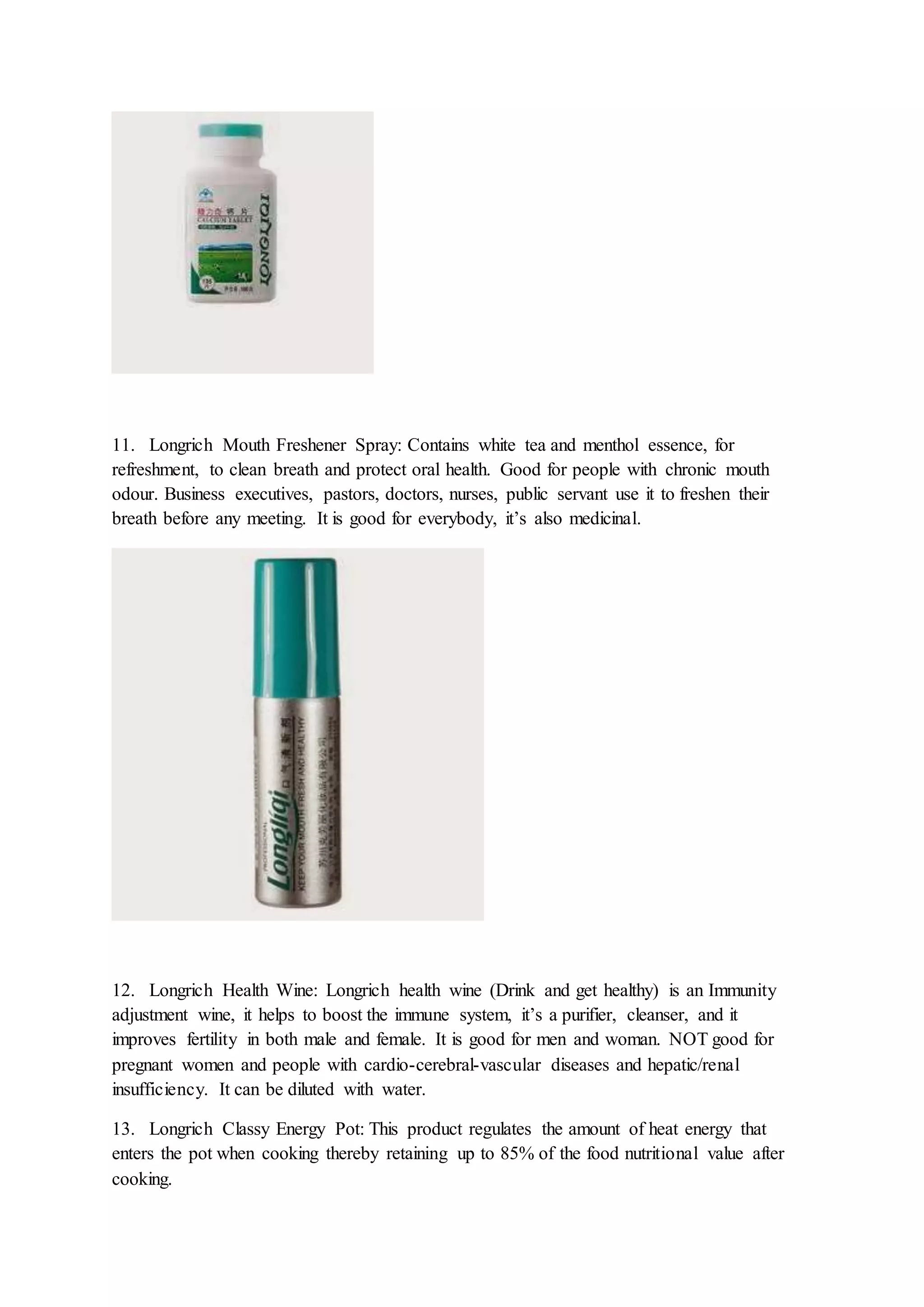 LONGRICH PRODUCTS IN NIGERIA | DOCX