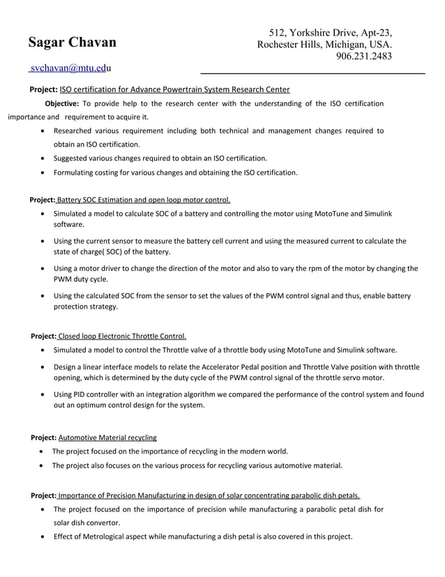 Sagar chavan controls resume | DOC