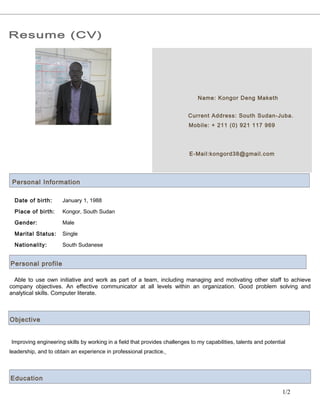 Kong'or CV | PDF