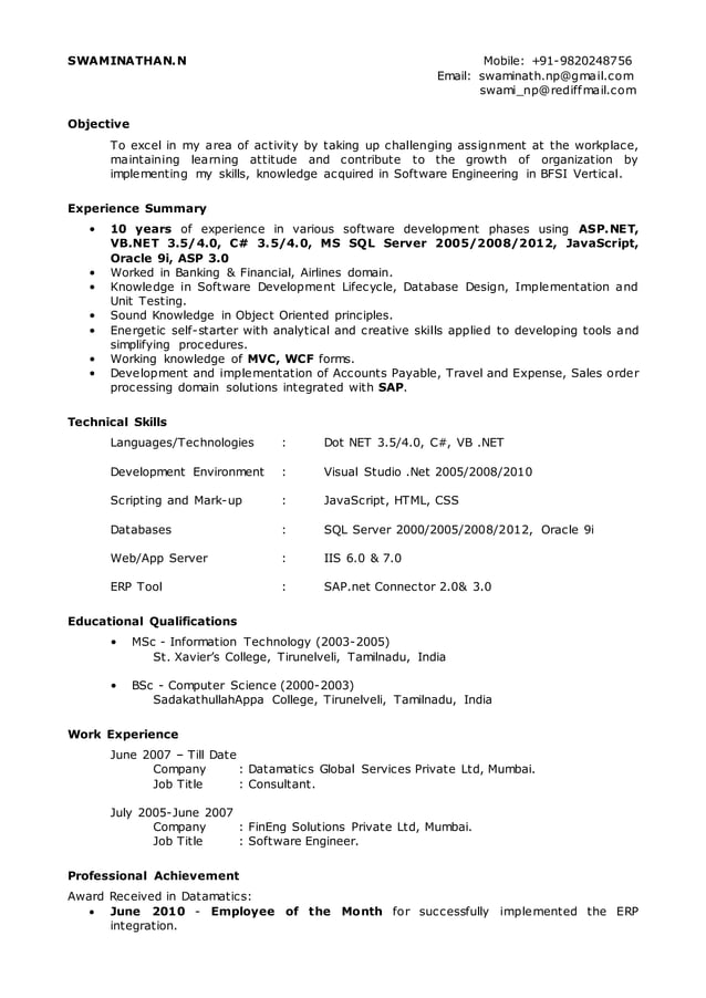 SWAMINATHAN_Resume | PDF