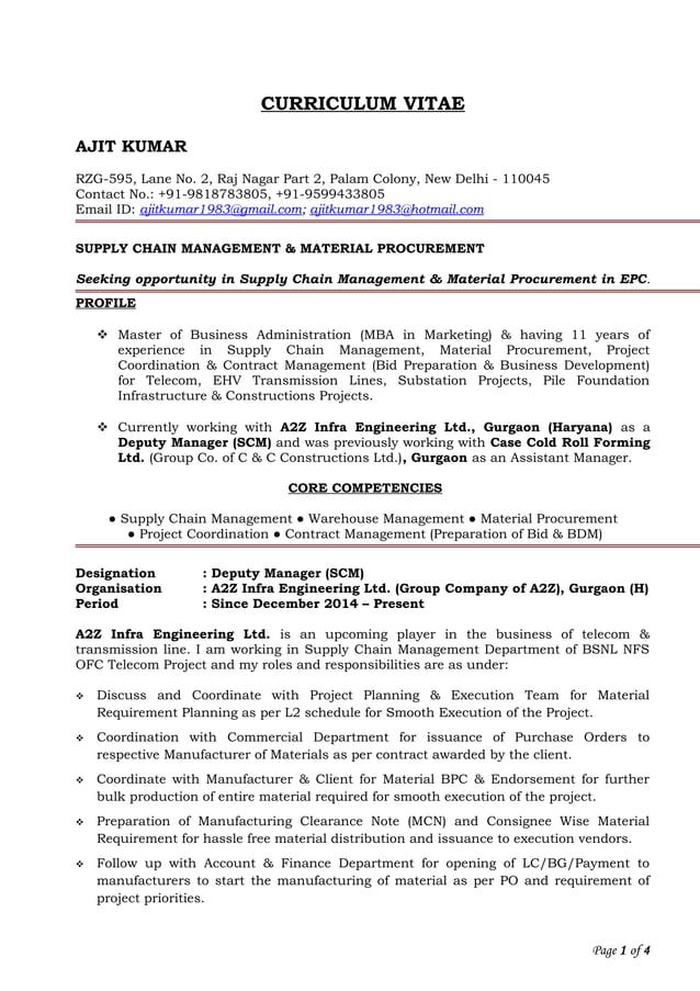 cv-Ajit Kumar | DOC | Civil Engineering Industry | Industries