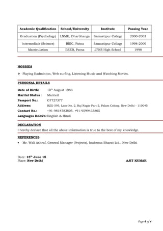 cv-Ajit Kumar | DOC