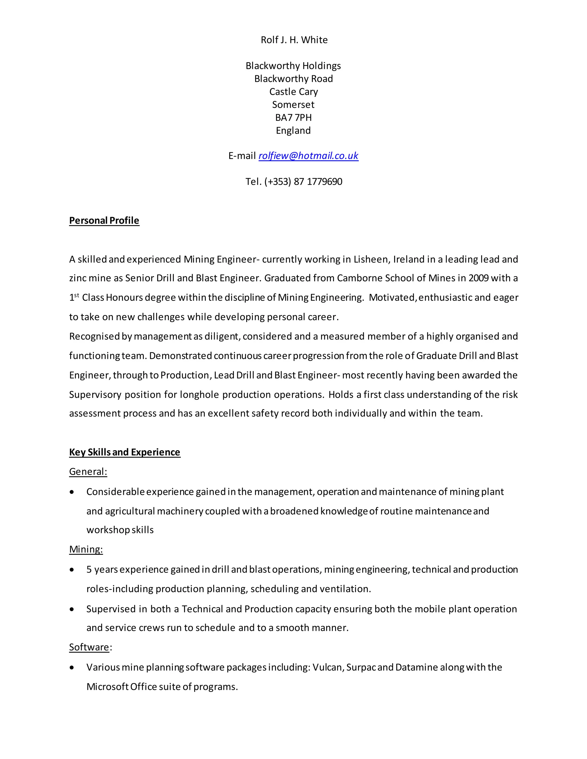 Rolf White C.V. - August 2015 | DOCX