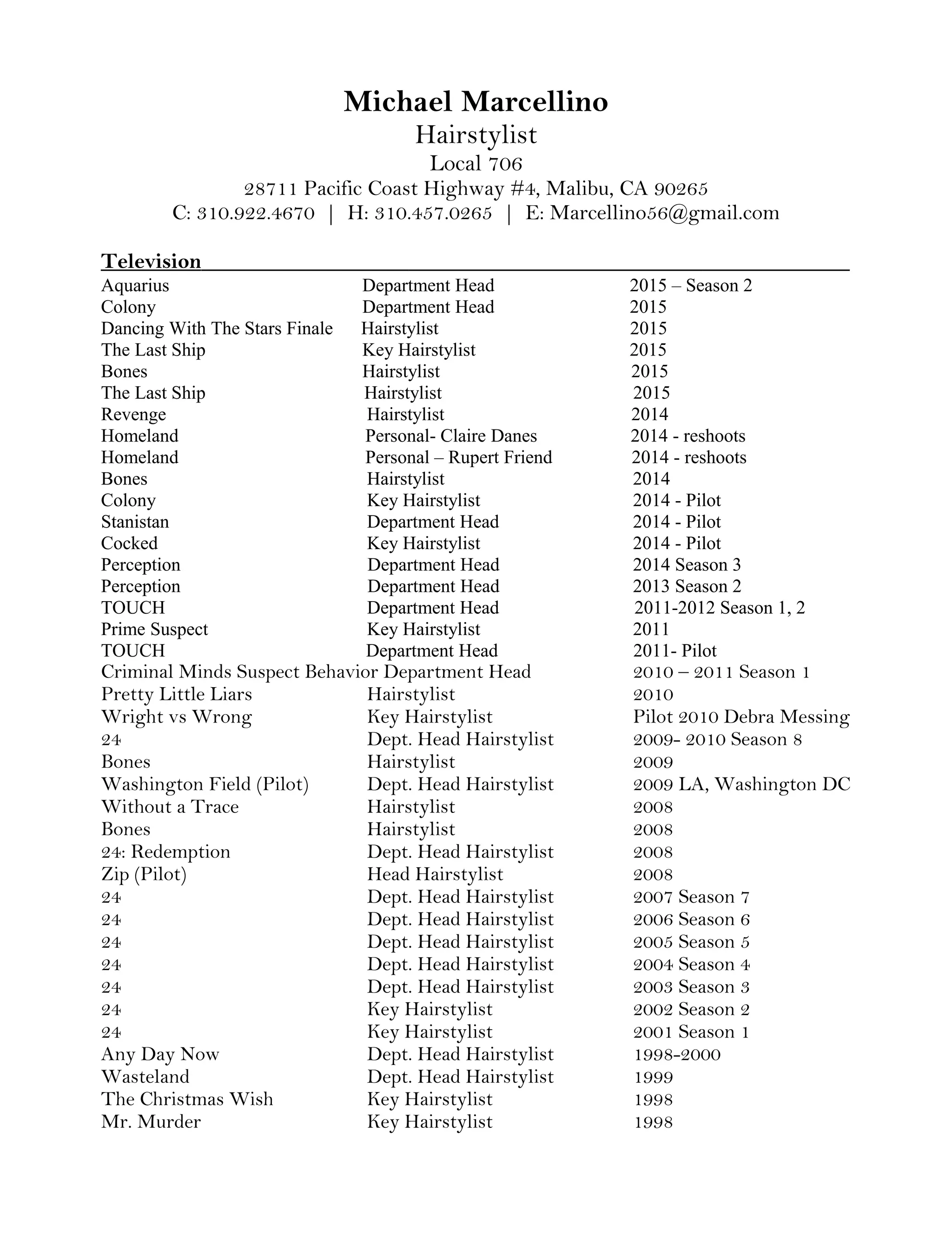 Michael Marcellino Resume 2015 | DOC