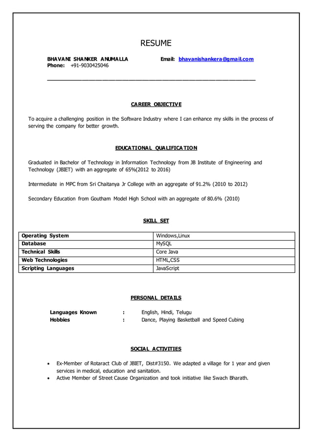 Bhavani Shanker Resume 2 | PDF