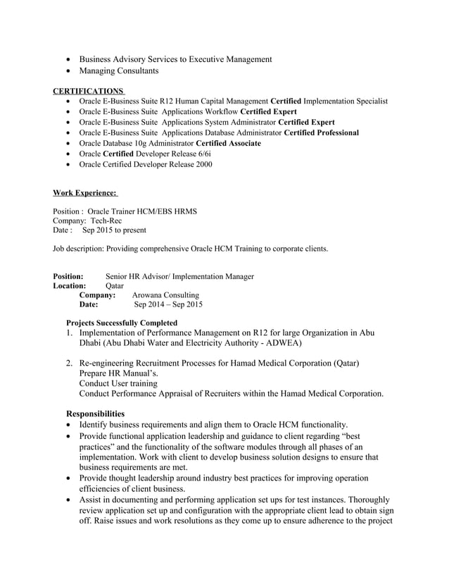Oracle HRMS Fundamental CV | PDF