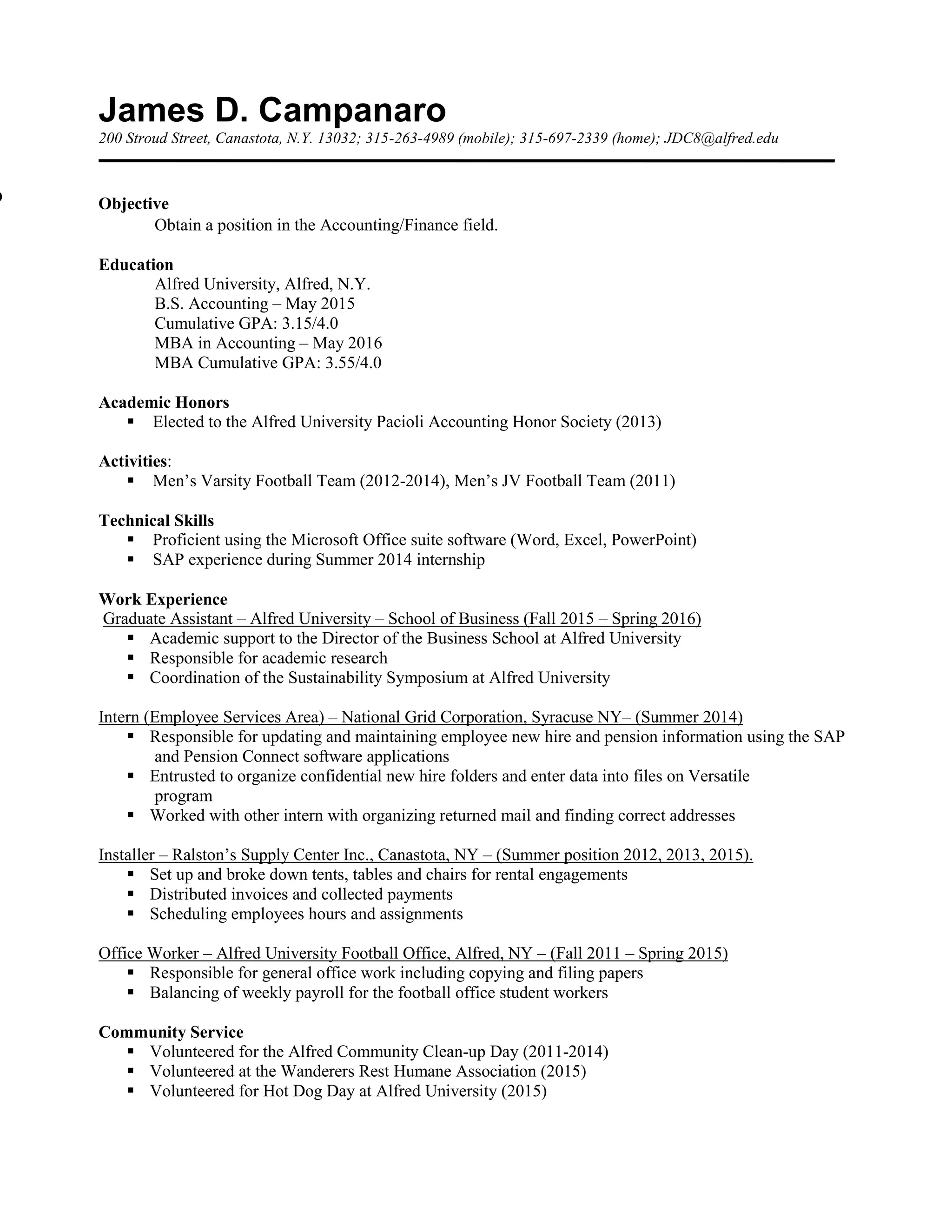 James D Campanaro Resume | PDF