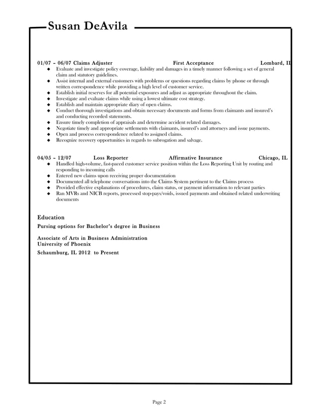 Susan DeAvila Resume | PDF