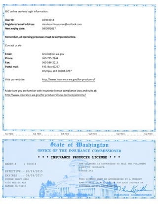 WA Insurance License-Nicole | PDF