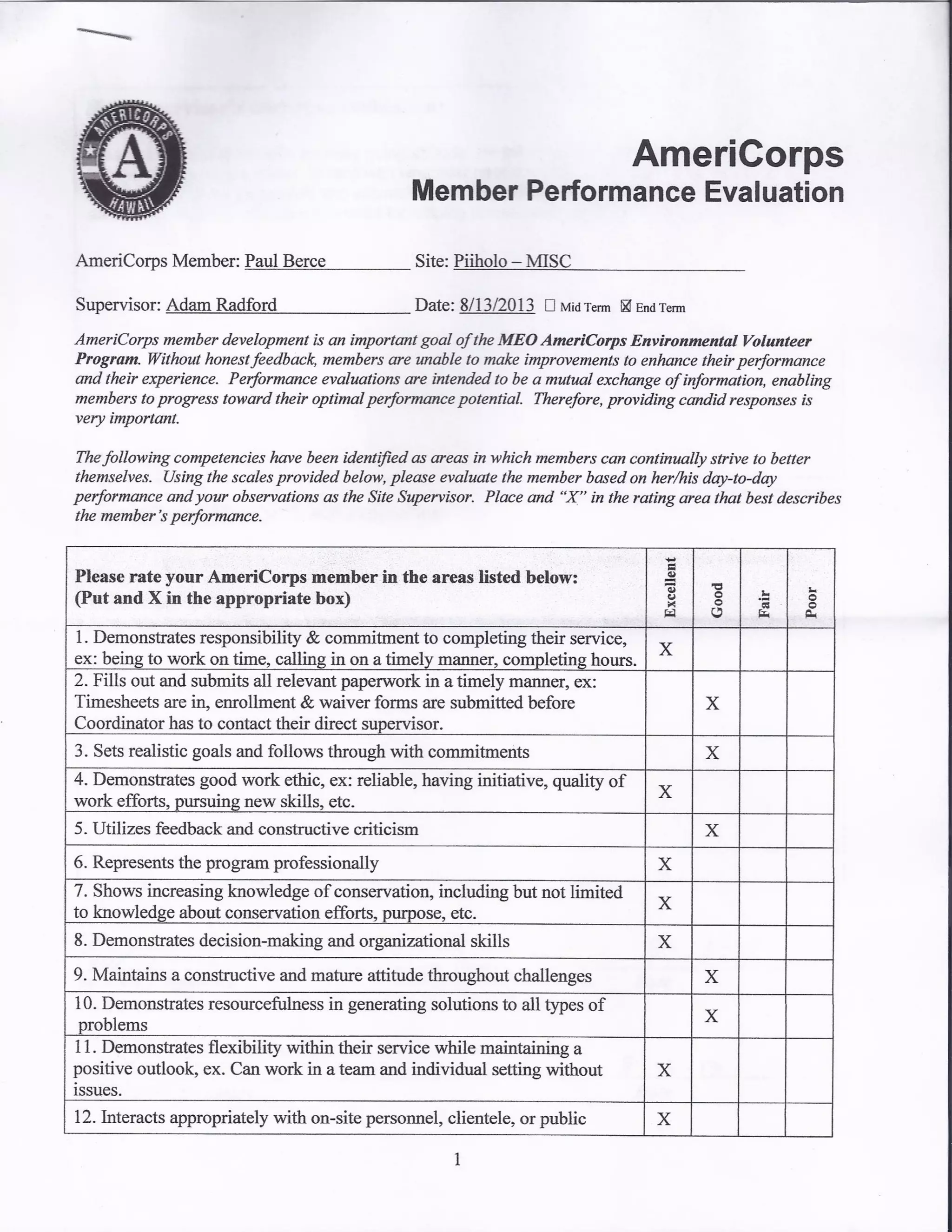 Americorp evaluation | PDF