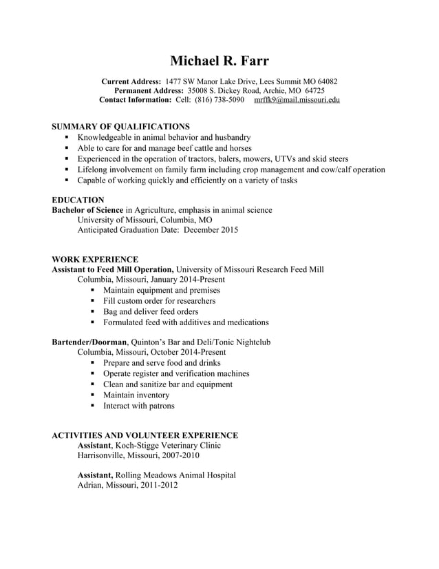 Michael Resume 2015 | PDF