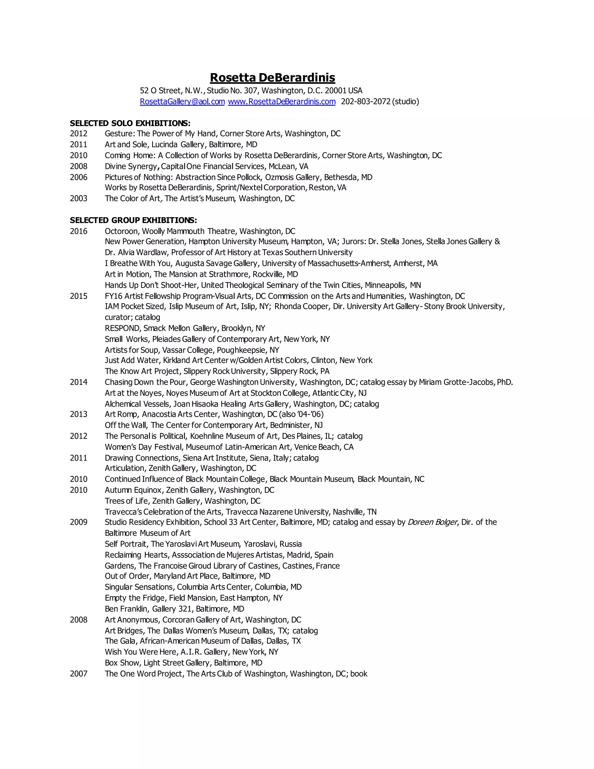 Artist Resume Aug. 2016 | PDF