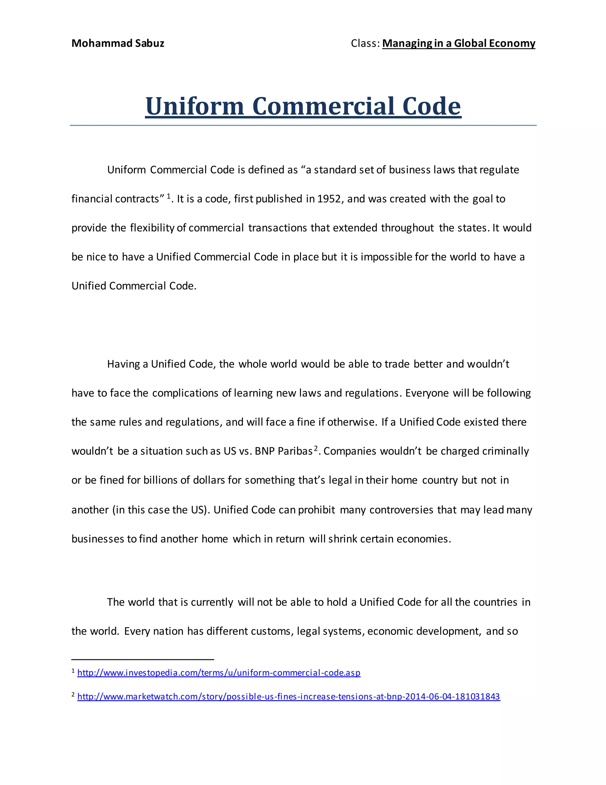 Uniform Commercial Code | PDF