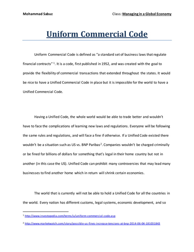 Uniform Commercial Code | PDF